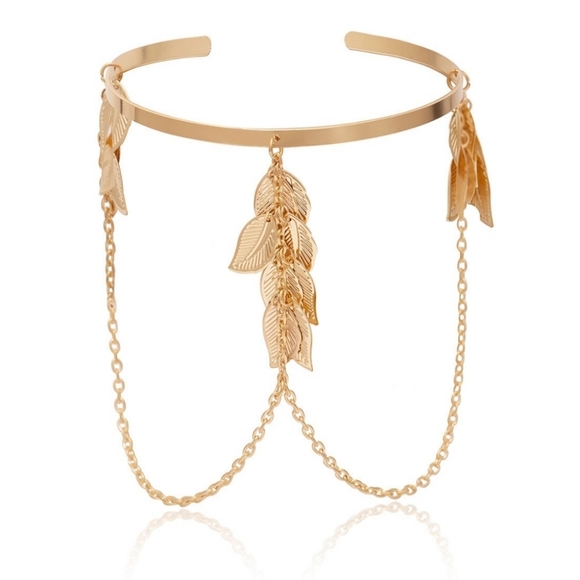 Jewelry | 2 Minimalist Layered Leaf Arm Gold Metal Cuffs | Poshmark